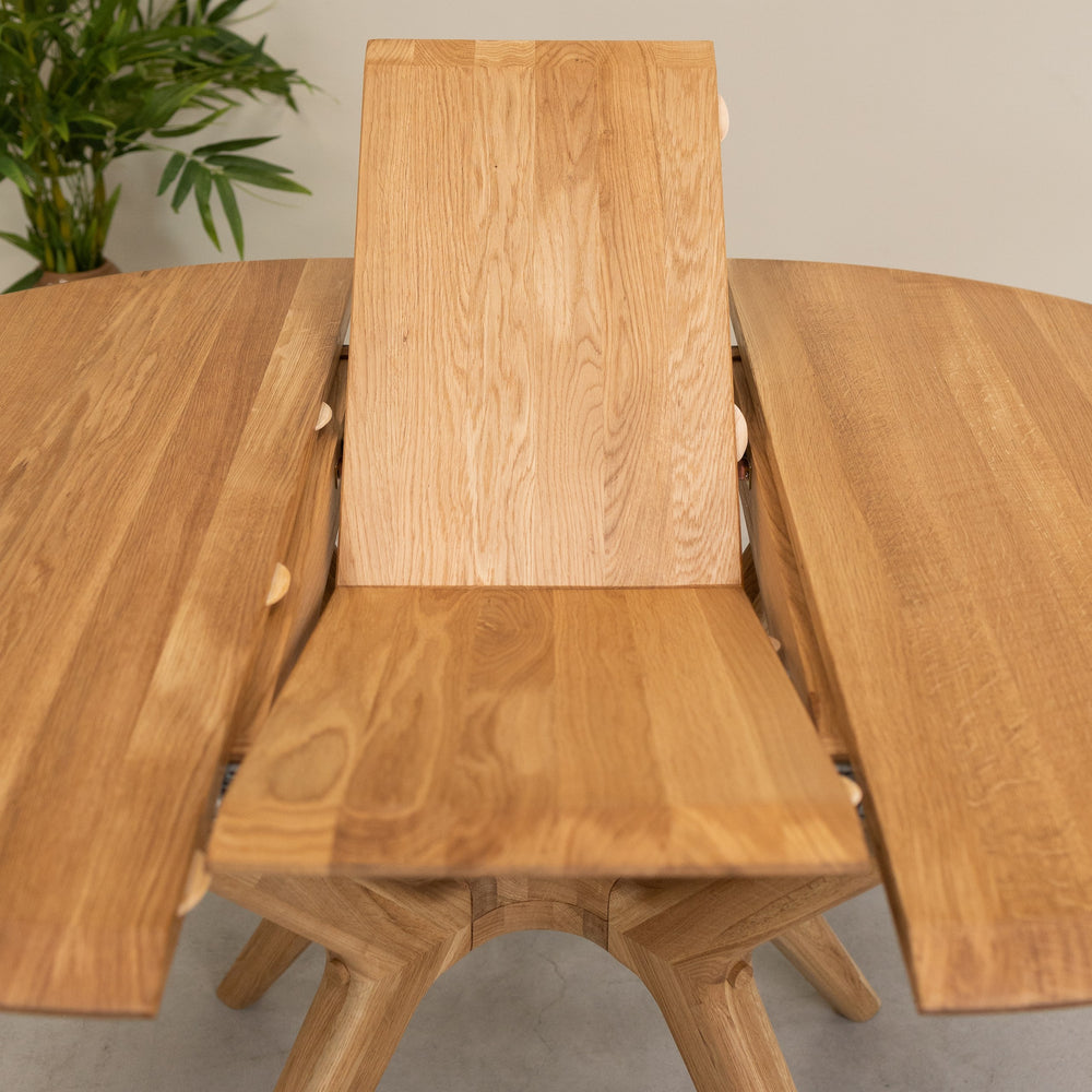 Mesa de comedor redonda y extensible de madera maciza roble Carmen ...